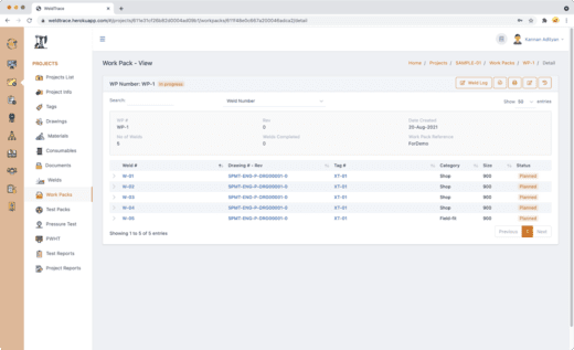 Welding project software - WeldTrace